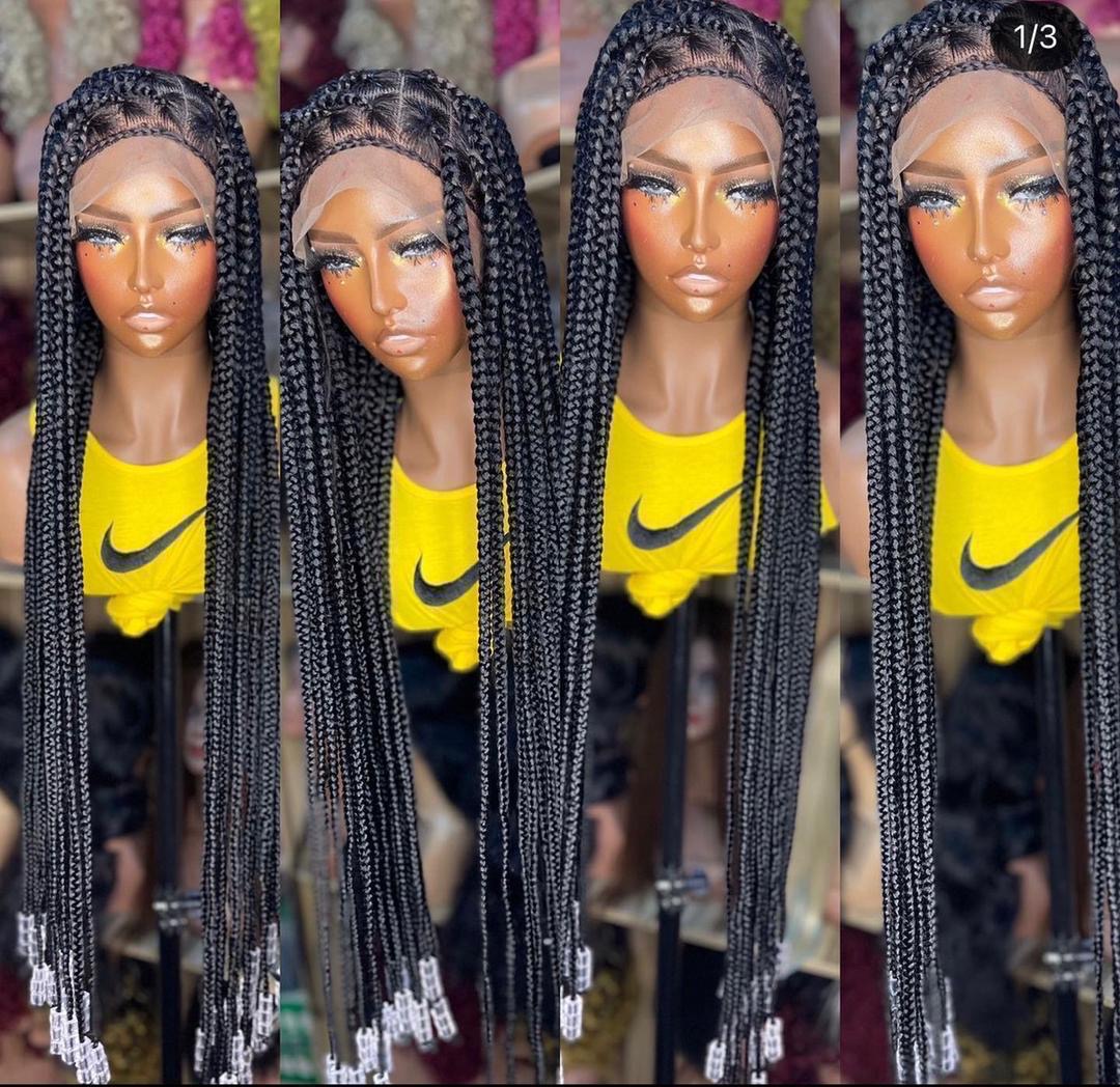 Black braided wig with bead – Zumahia